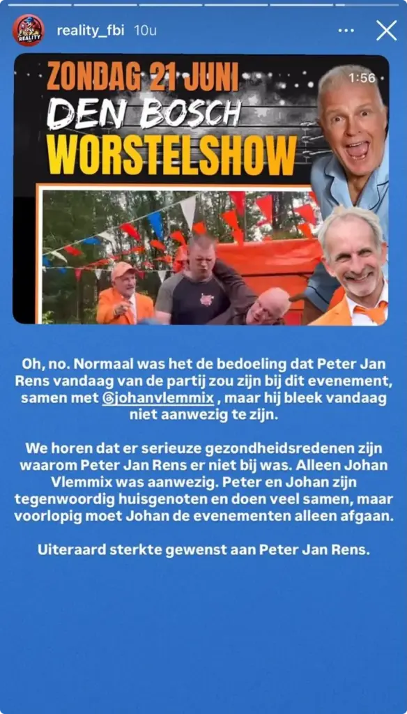 Grote zorgen om Peter Jan Rens: management komt met bevestiging - Mediablad